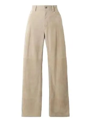 Loewe Suede Straight-leg Pants - Neutrals