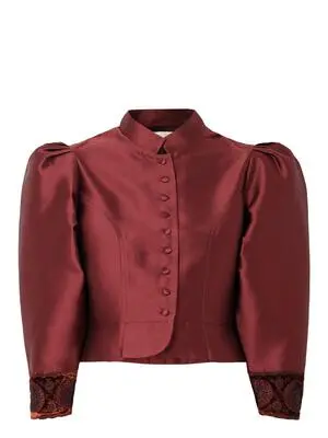 DESTREE Amoako Cropped Embellished Jacket - Burgundy