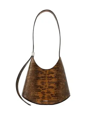 JIL SANDER Small Snake-effect Leather Shoulder Bag - Brown