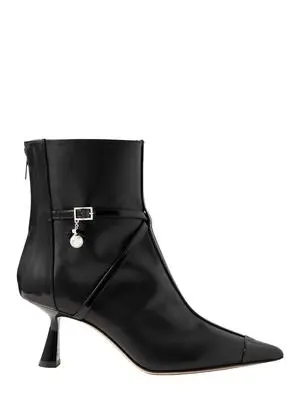 JIMMY CHOO Aren 65 Embellished Paneled Leather Ankle Boots - Black