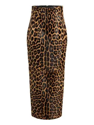 Khaite Khaite Loxley Leopard-Print Calf Hair Maxi Skirt Animal