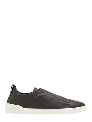 Zegna Triple Stitch™ SECONDSKIN Leather Slip-On Sneakers Black