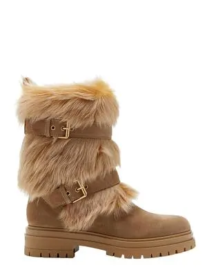 GIANVITO ROSSI Maverick Shearling Ankle Boots - Tan