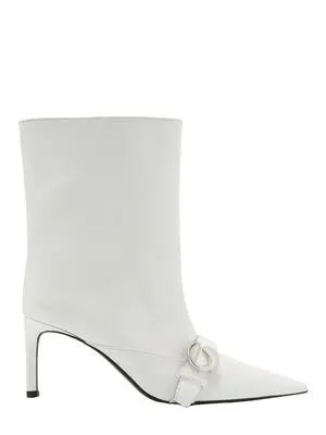 Coperni Belted Leather Ankle Boots - White