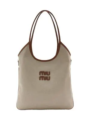Miu Miu Ivy Canvas Tote - Neutral