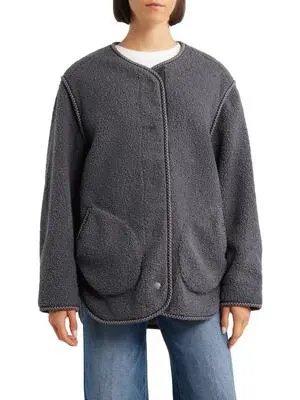 UGG UGG(r) Emmersyn Braid Trim Fleece Coat Dark Ash