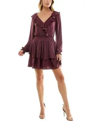 SOCIALITE Ruffle Long Sleeve Fit & Flare Minidress - Raisin