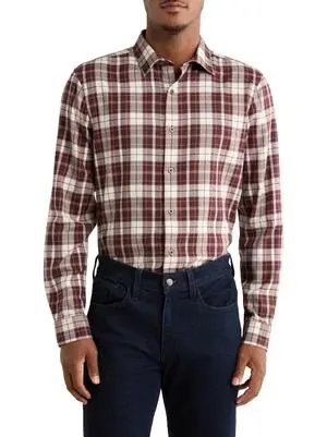 Nordstrom Flannel Button-up Shirt Burgundy Owen Plaid