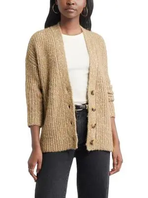Treasure & Bond Oversized Nubby Cardigan Tan Lead Combo