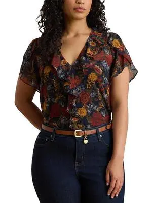 Ralph Lauren Floral Ruffle Top - Navy Multi