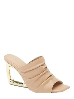 KOKO + PALENKI Ruched Wedge Sandal - Camel Leather