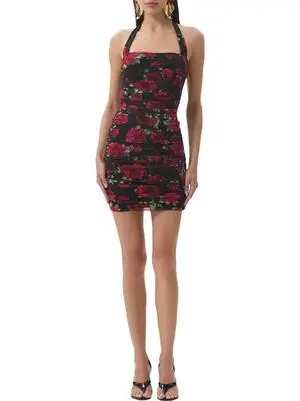 AFRM Bonnie Halter Neck Minidress - Painted Roses