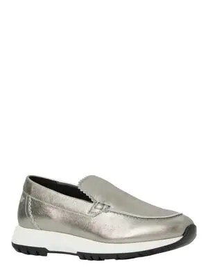 Aquatalia Karena Weatherproof Leather Slip-On Sneakers Silver