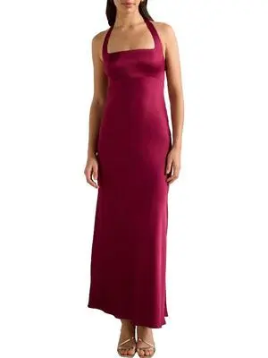 EVER NEW April Open Back Maxi Halter Gown - Light Berry