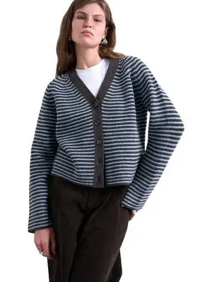 Topshop Striped Cardigan - Medium Blue