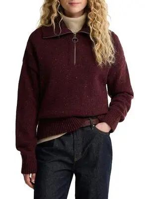 Barbour Lavensdale Wool-blend Half-zip Sweater - Fig