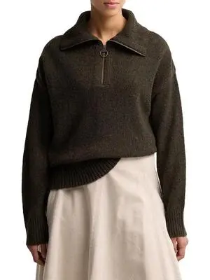 Barbour Lavensdale Wool-blend Half-zip Sweater - Olive