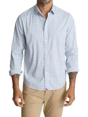 UNTUCKIT Kellerfield Plaid Cottontek™ Performance Button-up Shirt - Light Blue White Grey
