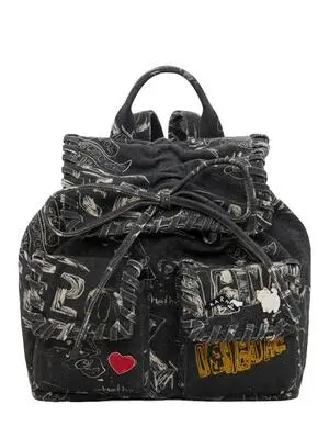 Desigual Mixed Media Canvas Backpack - Black