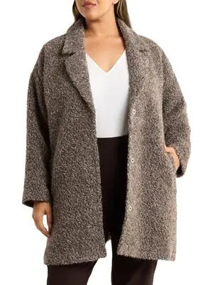 Eileen Fisher Notch Collar Long Coat Rye Brown