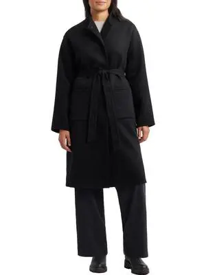 Eileen Fisher Belted Wool Coat - Black
