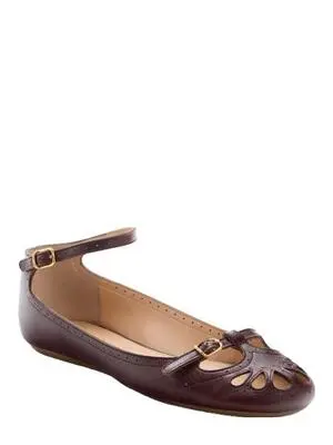Chloé Misty Cutout Ankle Strap Flats - Burnt Purple