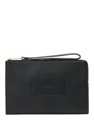 ALLSAINTS Joshi Large Leather Wristlet Clutch - Black