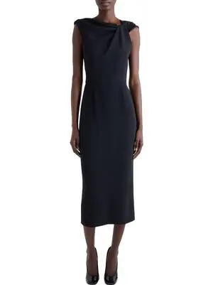 Givenchy Draped Crepe Cady Midi Pencil Dress - Black