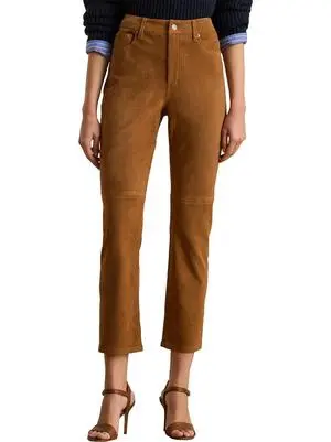 RALPH LAUREN Suede Ankle Straight Leg Pants