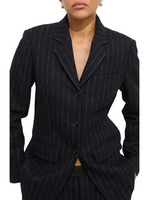 ALEX MILL Wool Chalk Stripe Blazer - Navy/chalk