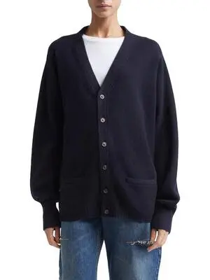 MAISON MARGIELA Cashmere V-neck Cardigan - Dark Blue