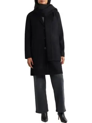 Michael Kors Wool-blend Tailored Coat With Scarf - Black