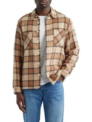 WAX LONDON Whiting Check Cotton Blend Button-up Shirt Jacket - Beige Multi