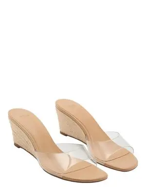 Mango Espadrille Wedge Slide Sandals - Nude