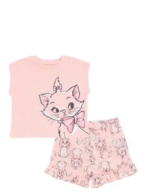 Disney Waffle T-shirt & Shorts Set - Marie Pink Pink
