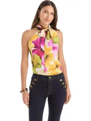 THE NOLI SHOP Rina Tie Neck Blouse - Floral Print