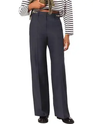 Maje Suit Trousers With Chain Detail - Navy