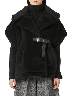 Max Mara Belted Teddy Bear Cape - Black