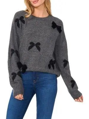 CECE DUPRAZ Bow Crewneck Sweater - Medium Heather Grey