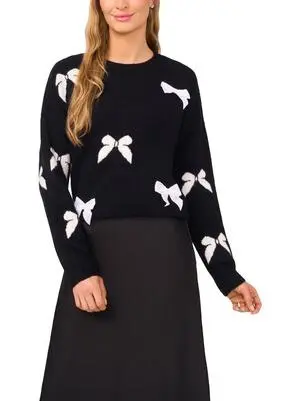 CECE DUPRAZ Bow Crewneck Sweater Rich Black