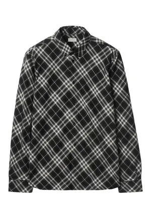Burberry Relaxed Fit Check Cotton Flannel Shirt - Black