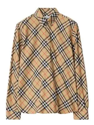 Burberry Relaxed Fit Check Cotton Flannel Shirt - Sand Beige