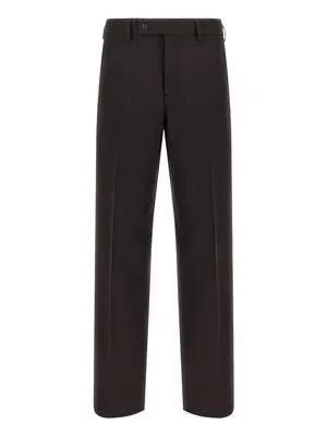 Fendi Wool Crêpe Straight Leg Trousers - Beige