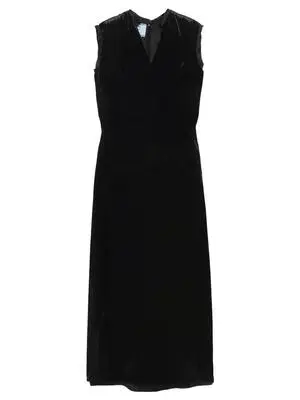 Prada Bow-detail Fur-collar Dress - Black
