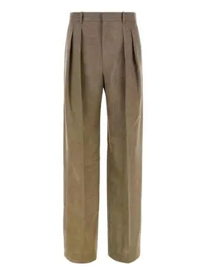 Saint Laurent Pleated Wool Trousers - Brown