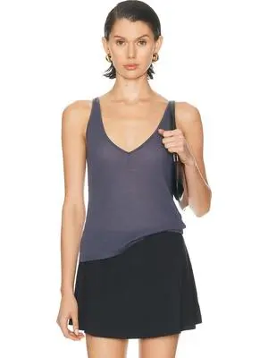 SKIMS Sheer Cotton V-neck Tank Top - Sleet