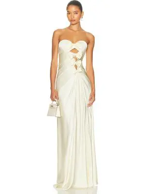 HELSA The Silk Faye Dress - Egg Shell