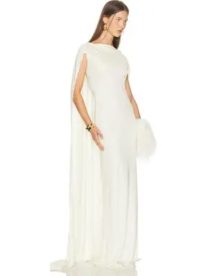 HELSA The Alva Caped Jersey Dress - Ivory