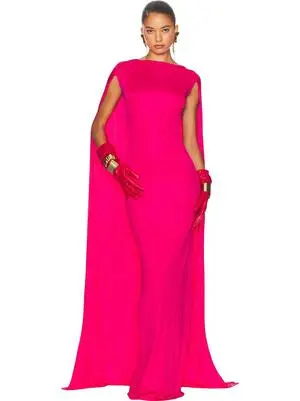 HELSA The Alva Caped Jersey Dress - Shocking Pink