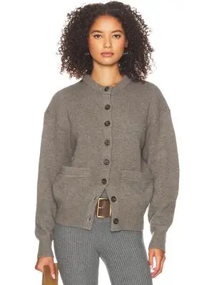 HELSA Denali Chunky Knit Cardigan - Dark Marled Taupe